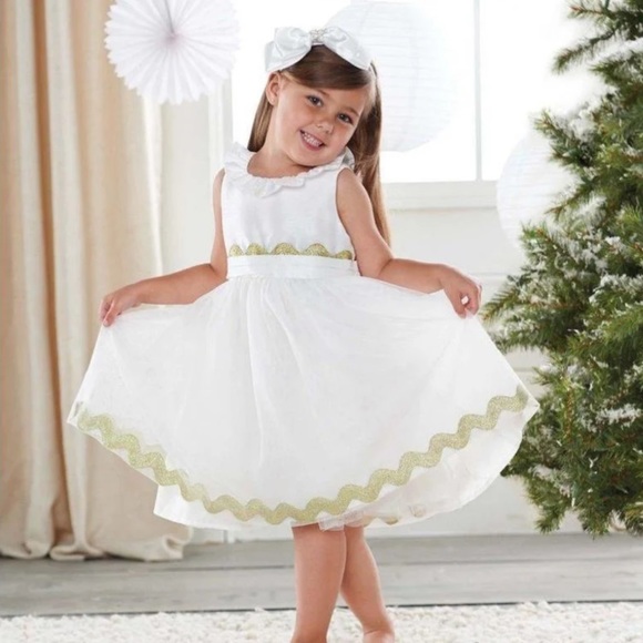 Mud Pie | Dresses | Nwt Mud Pie Ivory Ric Rac Dress With Gold Trim ...